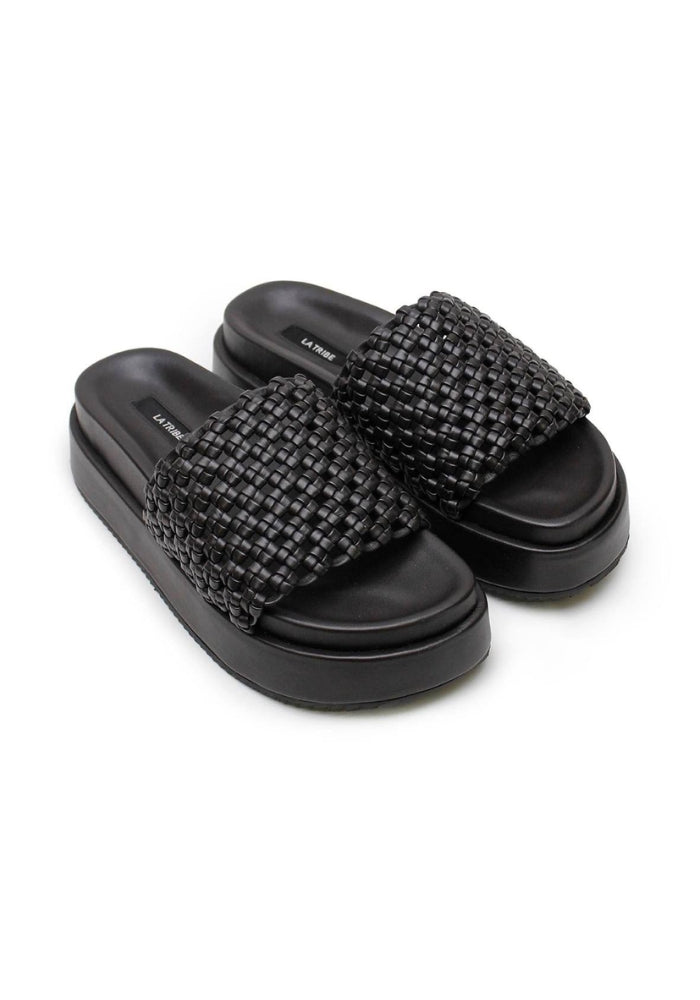 LA TRIBE Knotted Platform Slide – White Bohemian