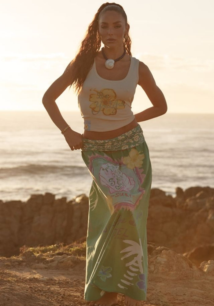 SABBI The Seas The Day Maxi Skirt - Green – White Bohemian